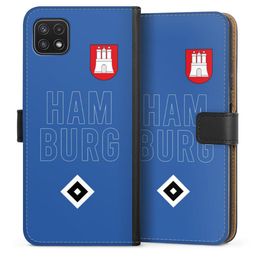 DeinDesign Galaxy A22 5G Handy Klapph&uuml;lle Handyh&uuml;lle aus Kunst Leder schwarz Flip Case Hamburger Sv Hamburg Official Licensed Product Sideflip mit langer Lasche