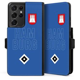 DeinDesign Galaxy S21 Ultra 5G Handy Klapph&uuml;lle Handyh&uuml;lle aus Kunst Leder schwarz Flip Case Official Licensed Product Hamburg Hamburger Sv Sideflip mit Lasche
