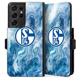DeinDesign Galaxy S21 Ultra 5G Handy Klapph&uuml;lle Handyh&uuml;lle aus Kunst Leder schwarz Flip Case Logo Fc Schalke 04 Merchandise Sideflip mit Lasche