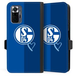 DeinDesign Xiaomi Redmi Note 10 Pro Handy Klapph&uuml;lle Handyh&uuml;lle aus Kunst Leder schwarz Flip Case Heart Schalke 04 Fc Schalke 04 Sideflip mit langer Lasche