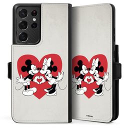 DeinDesign Galaxy S21 Ultra 5G Handy Klapph&uuml;lle Handyh&uuml;lle aus Kunst Leder schwarz Flip Case Disney Heart Sideflip mit Lasche