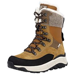 RIEKER SPORT Damen Winterboots, Gr. 38, braun, Leder, Textil, Veloursleder, Schuhe, Schneeboots, Outdoorstiefelette, TEX Ausstattung, Fiber Grip Sohle