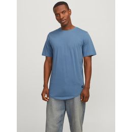 Jack & Jones JACK & JONES Herren Rundhalsshirt "JJENOA TEE SS CREW NECK NOOS", blau, Gr. XS, unifarben, Jersey, Obermaterial: 100% Baumwolle, Shirts, mit