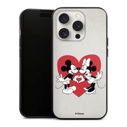 DeinDesign iPhone 15 Pro Handy Slim Case extra d&uuml;nn Silikon Handyh&uuml;lle schwarz H&uuml;lle Disney Heart Silikon Slim Case