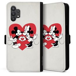 DeinDesign Galaxy A32 5G Handy Klapph&uuml;lle Handyh&uuml;lle aus Kunst Leder schwarz Flip Case Disney Heart Sideflip mit langer Lasche