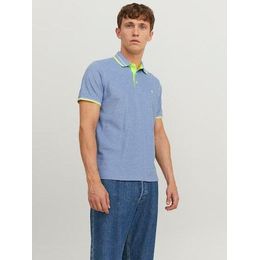 Jack & Jones JACK & JONES Herren Poloshirt "JJEPAULOS POLO SS NOOS", blau, Gr. S, unifarben, Jersey, Obermaterial: 100% Baumwolle, Shirts, mit Logo Stickerei
