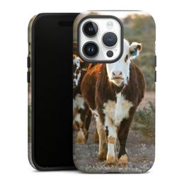 DeinDesign iPhone 14 Pro Handy Panzer Handyh&uuml;lle robuste Outdoor H&uuml;lle Schutzh&uuml;lle matt Cow Farmer Calf Tough Case