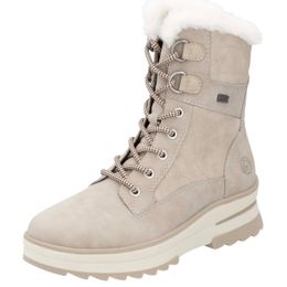 Remonte Damen Winterboots, Gr. 38, beige, Leder, Lederimitat, Schuhe, Keilabsatz, Plateau, Winterboots mit wasserabweisender TEX-Membran