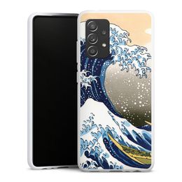 DeinDesign Galaxy A52s 5G Handy Silikon H&uuml;lle Case wei&szlig; Handyh&uuml;lle Kunst Katsushika Hokusai Die Gro&szlig;e Welle Vor Kanagawa Silikon Case