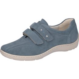 Waldl&auml;ufer WALDL&Auml;UFER Damen Klettschuh "HENNI", Gr. 8,5, blau, Nubukleder, Schuhe, Komfortschuh, Freizeitschuh, Halbschuh mit Nieten und H-Weite