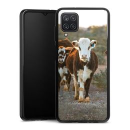 DeinDesign Galaxy A12 Handy Silikon H&uuml;lle Case schwarz Handyh&uuml;lle Farmer Calf Cow