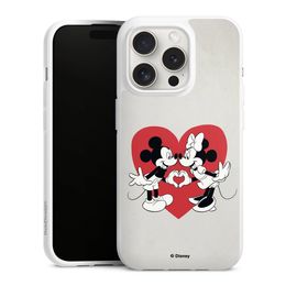 DeinDesign iPhone 15 Pro Handy Silikon H&uuml;lle Case wei&szlig; Handyh&uuml;lle Disney Heart Silikon Case