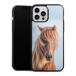 DeinDesign iPhone 13 Pro Max Handy Silikon H&uuml;lle Case schwarz Handyh&uuml;lle Animals Animal Look Horse