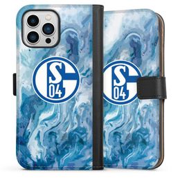 DeinDesign iPhone 13 Pro Max Handy Klapph&uuml;lle Handyh&uuml;lle aus Kunst Leder schwarz Flip Case Logo Fc Schalke 04 Merchandise Sideflip mit langer Lasche