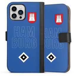 DeinDesign iPhone 13 Pro Max Handy Klapph&uuml;lle Handyh&uuml;lle aus Kunst Leder schwarz Flip Case Official Licensed Product Hamburg Hamburger Sv Sideflip mit langer 