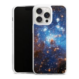 DeinDesign iPhone 15 Pro Max Handy Silikon H&uuml;lle Case wei&szlig; Handyh&uuml;lle Weltall Star Galaxy Silikon Case