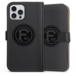 DeinDesign iPhone 13 Pro Max Handy Klapph&uuml;lle Handyh&uuml;lle aus Kunst Leder schwarz Flip Case F95 Fortuna D&uuml;sseldorf Logo Sideflip mit langer Lasche