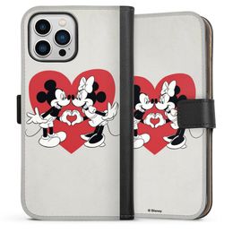 DeinDesign iPhone 13 Pro Max Handy Klapph&uuml;lle Handyh&uuml;lle aus Kunst Leder schwarz Flip Case Disney Heart Sideflip mit langer Lasche