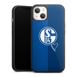 DeinDesign iPhone 13 Handy Gallery Case Handyh&uuml;lle 9H Geh&auml;rtetes Glas R&uuml;ckseite H&uuml;lle Heart Schalke 04 Fc Schalke 04 Gallery Case