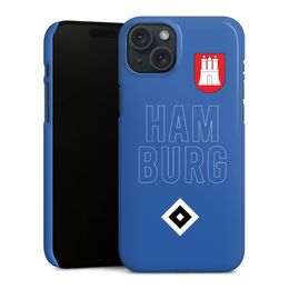 DeinDesign iPhone 15 Plus Handy Premium Case Smartphone Handyh&uuml;lle Schutzh&uuml;lle gl&auml;nzend Official Licensed Product Hamburg Hamburger Sv Premium Case