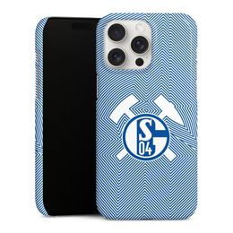 DeinDesign iPhone 15 Pro Max Handy Premium Case Smartphone Handyh&uuml;lle Schutzh&uuml;lle gl&auml;nzend Bundesliga Stripes Fc Schalke 04 Premium Case