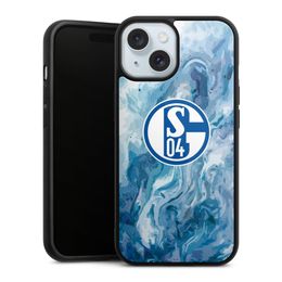 DeinDesign iPhone 15 Handy Gallery Case Handyh&uuml;lle 9H Geh&auml;rtetes Glas R&uuml;ckseite H&uuml;lle Logo Fc Schalke 04 Merchandise Gallery Case