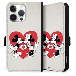 DeinDesign iPhone 14 Pro Max Handy Klapph&uuml;lle Handyh&uuml;lle aus Kunst Leder schwarz Flip Case Disney Heart Sideflip mit Lasche