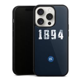DeinDesign iPhone 15 Pro Handy Gallery Case Handyh&uuml;lle 9H Geh&auml;rtetes Glas R&uuml;ckseite H&uuml;lle Karlsruher Sc Ksc Bundesliga Gallery Case