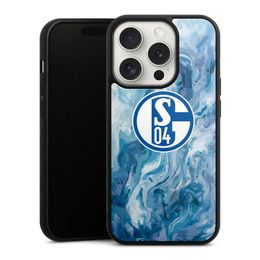 DeinDesign iPhone 15 Pro Handy Gallery Case Handyh&uuml;lle 9H Geh&auml;rtetes Glas R&uuml;ckseite H&uuml;lle Logo Fc Schalke 04 Merchandise Gallery Case
