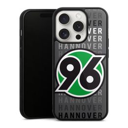 DeinDesign iPhone 15 Pro Handy Gallery Case Handyh&uuml;lle 9H Geh&auml;rtetes Glas R&uuml;ckseite H&uuml;lle H96 Hannover 96 Official Licensed Product Gallery Case