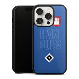 DeinDesign iPhone 15 Pro Handy Gallery Case Handyh&uuml;lle 9H Geh&auml;rtetes Glas R&uuml;ckseite H&uuml;lle Official Licensed Product Hamburg Hamburger Sv Gallery Case
