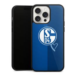 DeinDesign iPhone 15 Pro Max Handy Gallery Case Handyh&uuml;lle 9H Geh&auml;rtetes Glas R&uuml;ckseite H&uuml;lle Heart Schalke 04 Fc Schalke 04 Gallery Case
