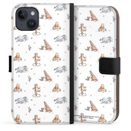 DeinDesign iPhone 14 Plus Handy Klapph&uuml;lle Handyh&uuml;lle aus Kunst Leder schwarz Flip Case Disney Winnie The Pooh Official Licensed Product Sideflip mit langer 