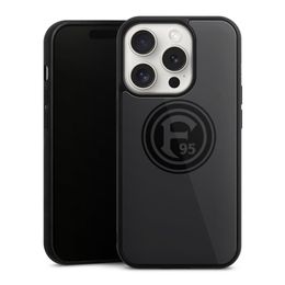 DeinDesign iPhone 15 Pro Handy Gallery Case Handyh&uuml;lle 9H Geh&auml;rtetes Glas R&uuml;ckseite H&uuml;lle F95 Fortuna D&uuml;sseldorf Logo Gallery Case
