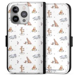 DeinDesign iPhone 14 Pro Handy Klapph&uuml;lle Handyh&uuml;lle aus Kunst Leder schwarz Flip Case Disney Winnie The Pooh Official Licensed Product Sideflip mit langer 