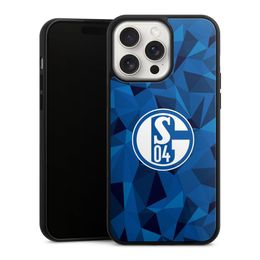 DeinDesign iPhone 15 Pro Max Handy Gallery Case Handyh&uuml;lle 9H Geh&auml;rtetes Glas R&uuml;ckseite H&uuml;lle Camouflage Fc Schalke 04 Muster Gallery Case