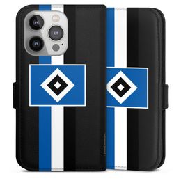 DeinDesign iPhone 14 Pro Handy Klapph&uuml;lle Handyh&uuml;lle aus Kunst Leder schwarz Flip Case Hamburger Sv Transparent Hsv Sideflip mit langer Lasche
