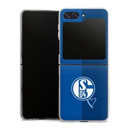 DeinDesign Galaxy Z Flip 5 Handy Hard Case Schutzh&uuml;lle transparent Smartphone Handy H&uuml;lle Fc Schalke 04 Heart Hard Case