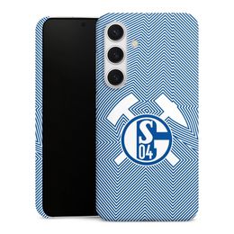 DeinDesign Galaxy S24 Handy Premium Case Smartphone Handyh&uuml;lle Schutzh&uuml;lle matt Bundesliga Stripes Fc Schalke 04 Premium Case