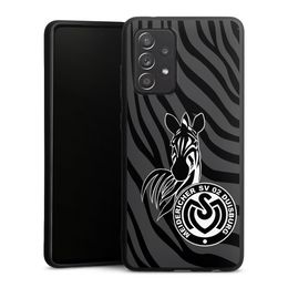 DeinDesign Galaxy A52s 5G Handy Premium Silikon H&uuml;lle Handyh&uuml;lle schwarz Case Msv Duisburg Muster Zebra Silikon Premium Case