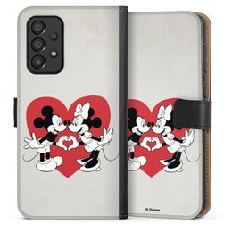 DeinDesign Galaxy A33 5G Handy Klapph&uuml;lle Handyh&uuml;lle aus Kunst Leder schwarz Flip Case Disney Heart Sideflip mit langer Lasche