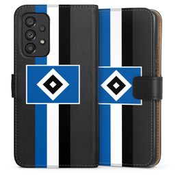 DeinDesign Galaxy A53 5G Handy Klapph&uuml;lle Handyh&uuml;lle aus Kunst Leder schwarz Flip Case Hamburger Sv Transparent Hsv Sideflip mit langer Lasche