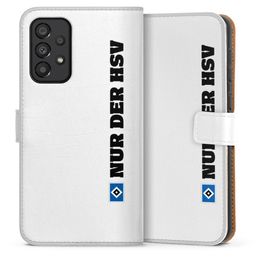 DeinDesign Galaxy A33 5G Handy Klapph&uuml;lle Handyh&uuml;lle aus Kunst Leder wei&szlig; Flip Case Transparent Hamburger Sv Hsv Sideflip mit Lasche