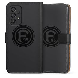DeinDesign Galaxy A53 5G Handy Klapph&uuml;lle Handyh&uuml;lle aus Kunst Leder schwarz Flip Case Fortuna D&uuml;sseldorf Logo F95 Sideflip mit langer Lasche