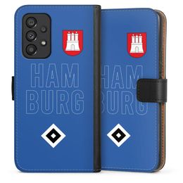 DeinDesign Galaxy A53 5G Handy Klapph&uuml;lle Handyh&uuml;lle aus Kunst Leder schwarz Flip Case Hamburger Sv Hamburg Official Licensed Product Sideflip mit langer Lasche