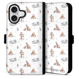 DeinDesign iPhone 16 Handy Klapph&uuml;lle Handyh&uuml;lle aus Kunst Leder schwarz Flip Case Disney Winnie The Pooh Official Licensed Product Sideflip mit Lasche