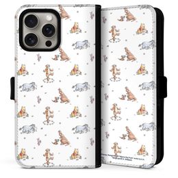DeinDesign iPhone 16 Pro Handy Klapph&uuml;lle Handyh&uuml;lle aus Kunst Leder schwarz Flip Case Disney Winnie The Pooh Official Licensed Product Sideflip mit Lasche