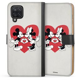 DeinDesign Galaxy A12 Handy Klapph&uuml;lle Handyh&uuml;lle aus Kunst Leder schwarz Flip Case Disney Heart Sideflip mit langer Lasche