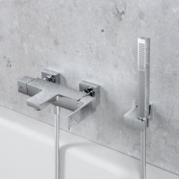 Fortis Wannenset mit Armatur, Metall-Stabhandbrause, Brausehalter, Brauseschlauch, 8411100PC+5318501PC+53162125PC+15501PC,