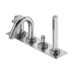 RITMONIO DOT316 Round 4-Loch Edelstahl-Wannenarmatur, zur Wannenrandmontage, PR50EG101INOX,
